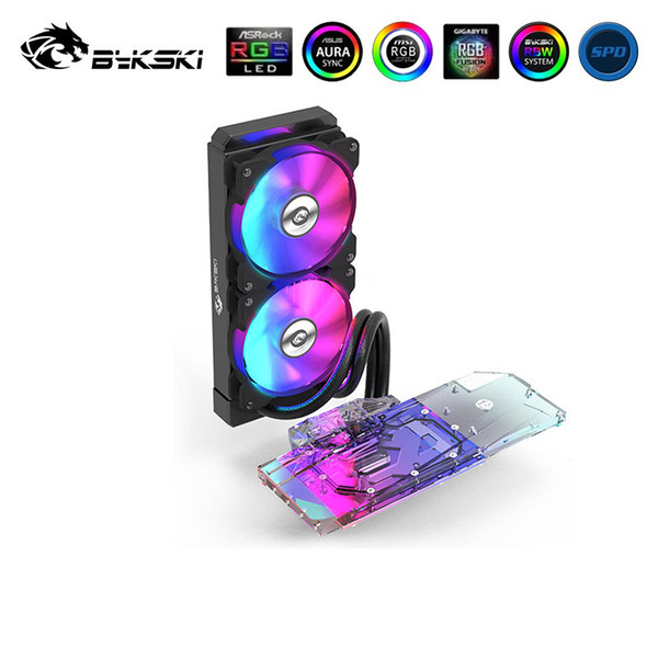 bykski gpu a-rgb water cooling kit 240mm radiator heatsink dual a-rgb ...
